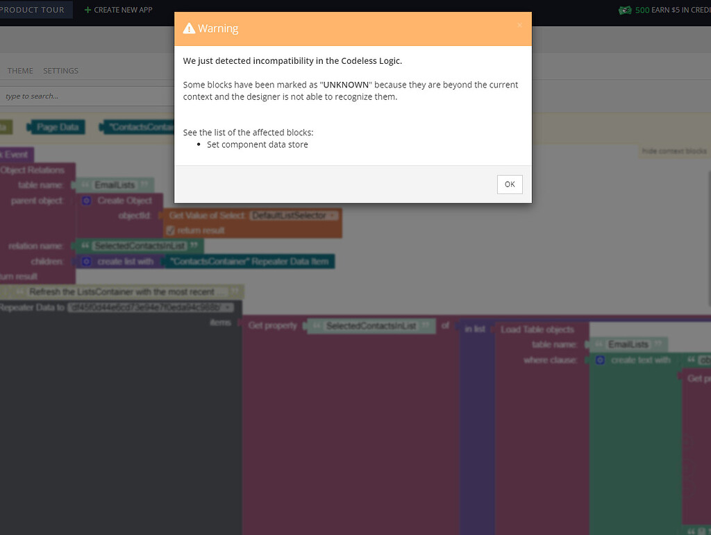 Error in utilization of reusable components? - Bug - Backendless Support