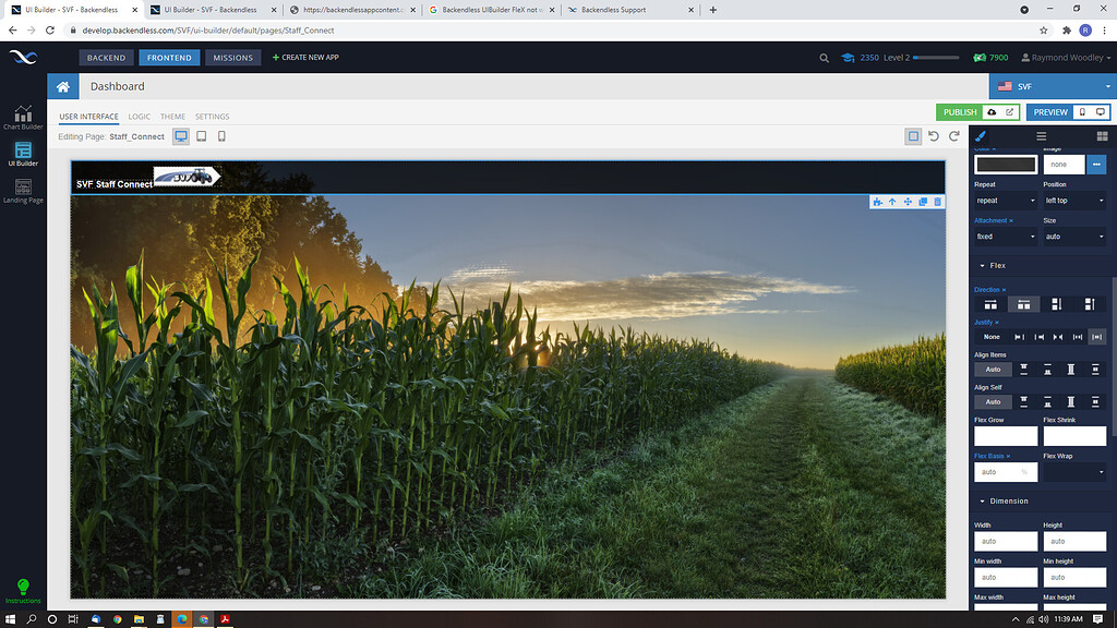 UI Builder Flex Not Working - Bug - Backendless Support