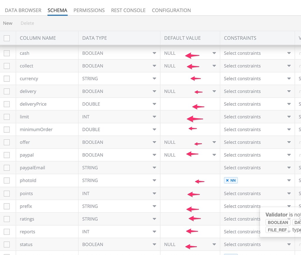 Default values missing when import data - General - Backendless Support
