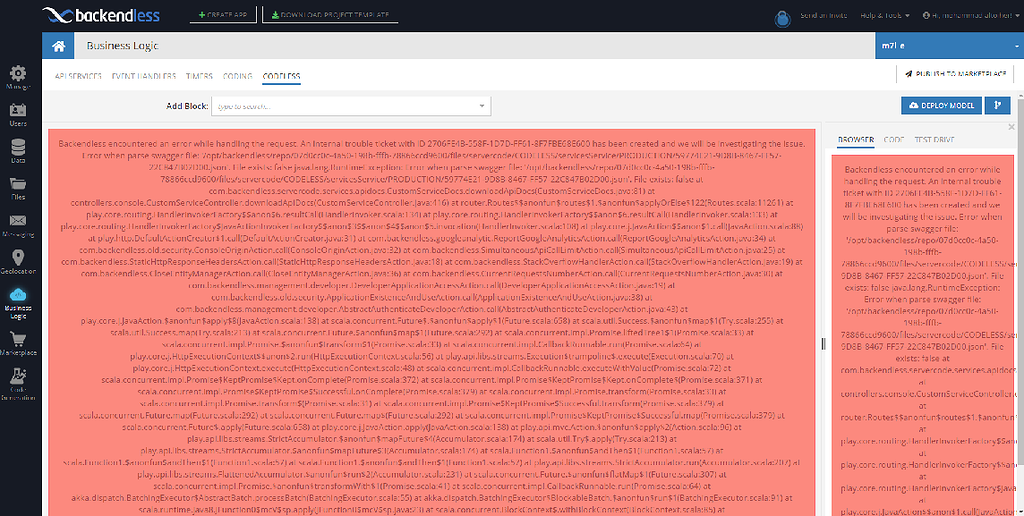 This issue keep on happening with codeless - Codeless - Backendless Support