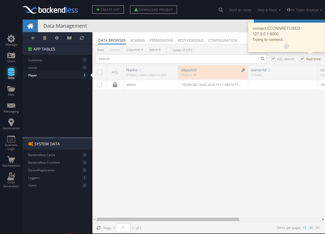 Connect ECONNREFUSED - Bug - Backendless Support