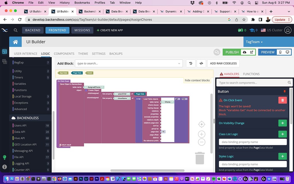 Save True Boolean Properties to New Table - UI Builder - Backendless Support