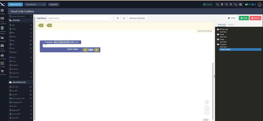 Function Not Showing in UI Builder - General - Backendless Support