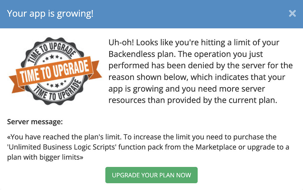 Hitting limit of Backendless plan - Server Code - Backendless Support
