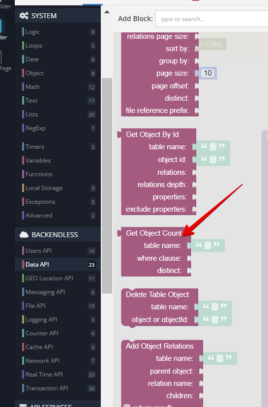 What Block Allows To Count The Amount Of Items In A List Ui Builder Backendless Support