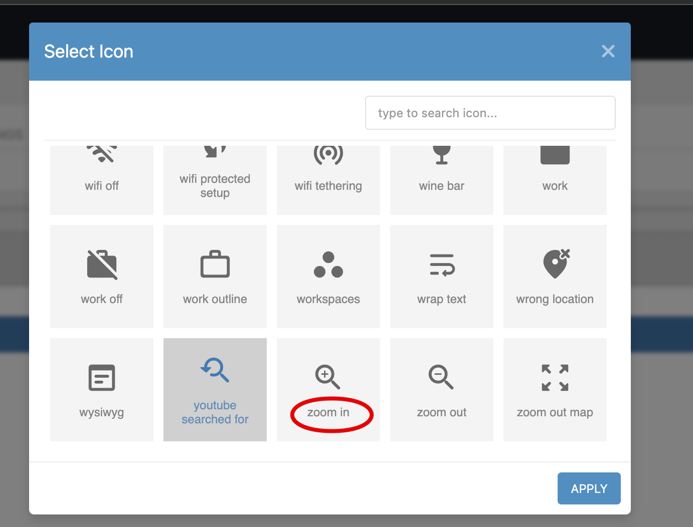 Icon Reference List - Documentation - Backendless Support
